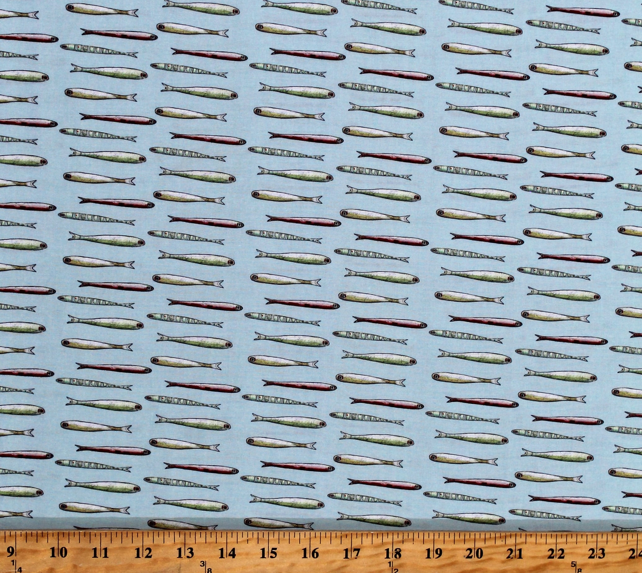 Cotton Set Sail Fishes Fish Animals Aquatic Ocean Water Blue Cotton ...