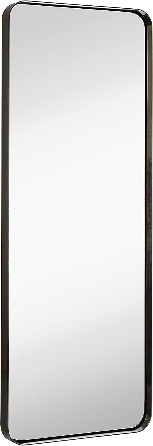 Hamilton Hills Contemporary Brushed Metal Tall Black Wall Mirror Glass ...