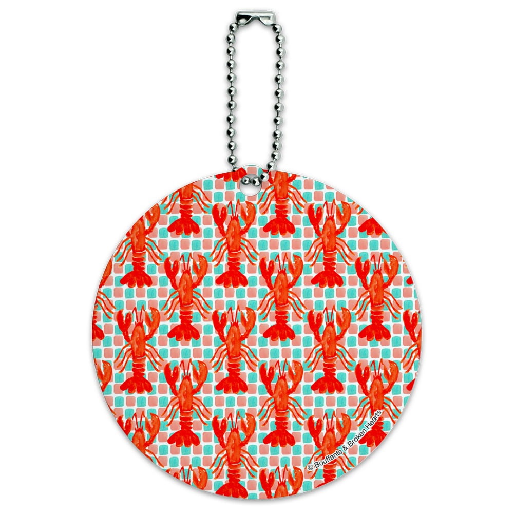 Lobster Tiles Round Luggage ID Tag Card Suitcase Carry-On - Walmart.com
