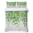 3 Pieces Queen Quilt Set,Watercolor Green Leaves Farm Wood Soft Bedding ...