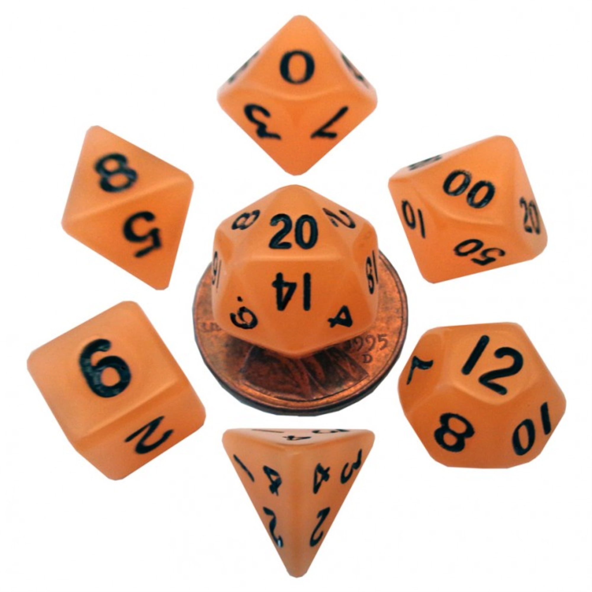 Metallic Dice Games LIC4304 10 mm Metallic Mini Dice, Glow Orange with ...