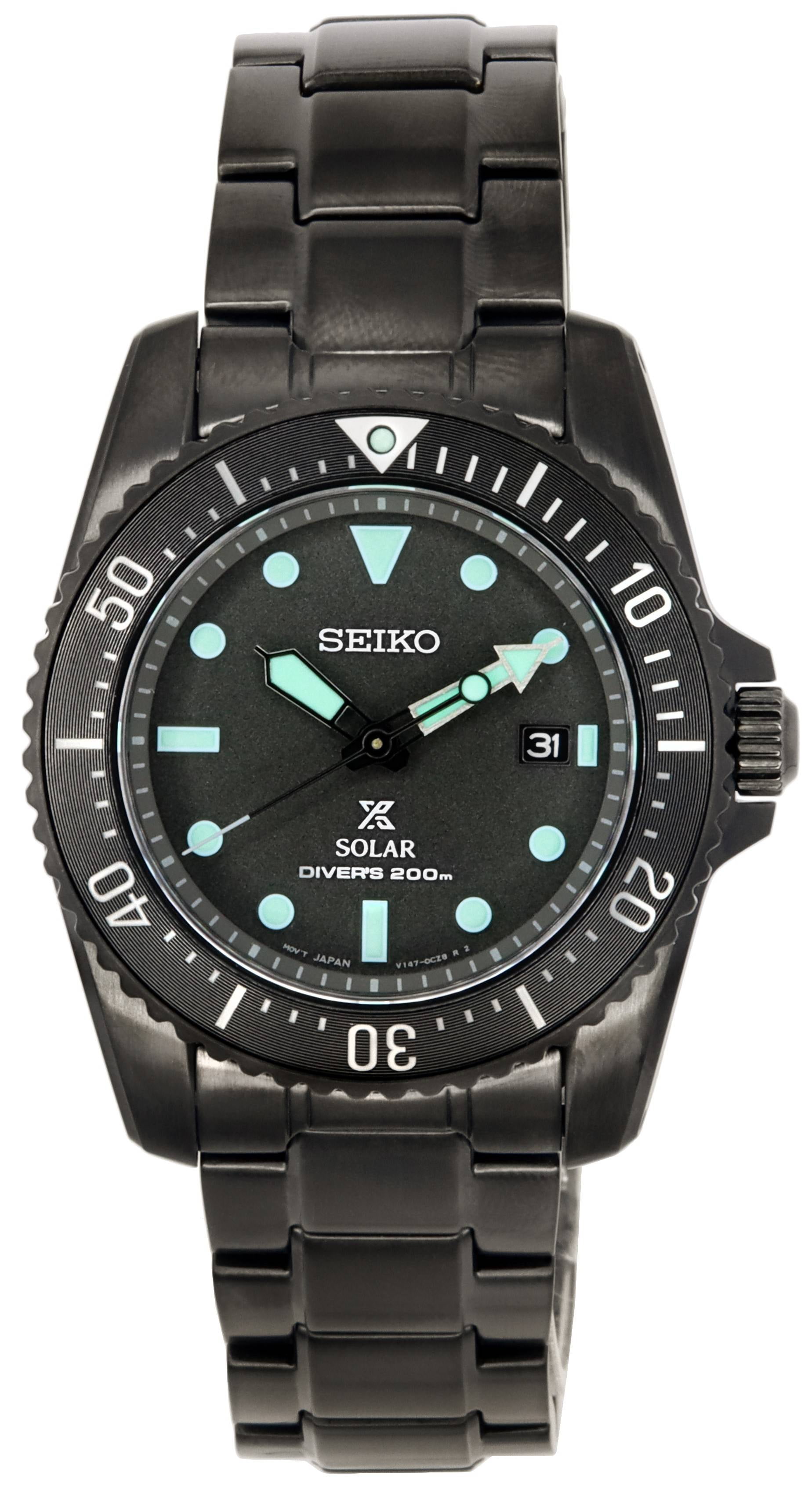 Seiko Prospex Black Series Night Vision Solar Diverâ€™s SNE587 SNE587P1 ...
