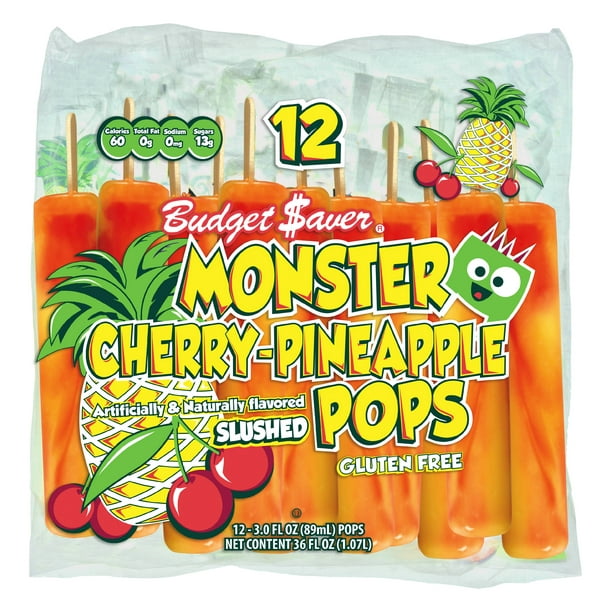 Budget Saver Slushed Cherry-Pineapple Monster Pops, 12 Ct - Walmart.com