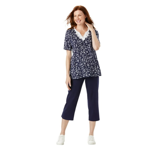 Woman Within - Woman Within Women's Plus Size 2-Piece Tunic and Capri ...