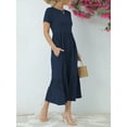 SIEANE Women's Casual Summer Dress, Short Sleeve Crew Neck, Tiered Maxi ...