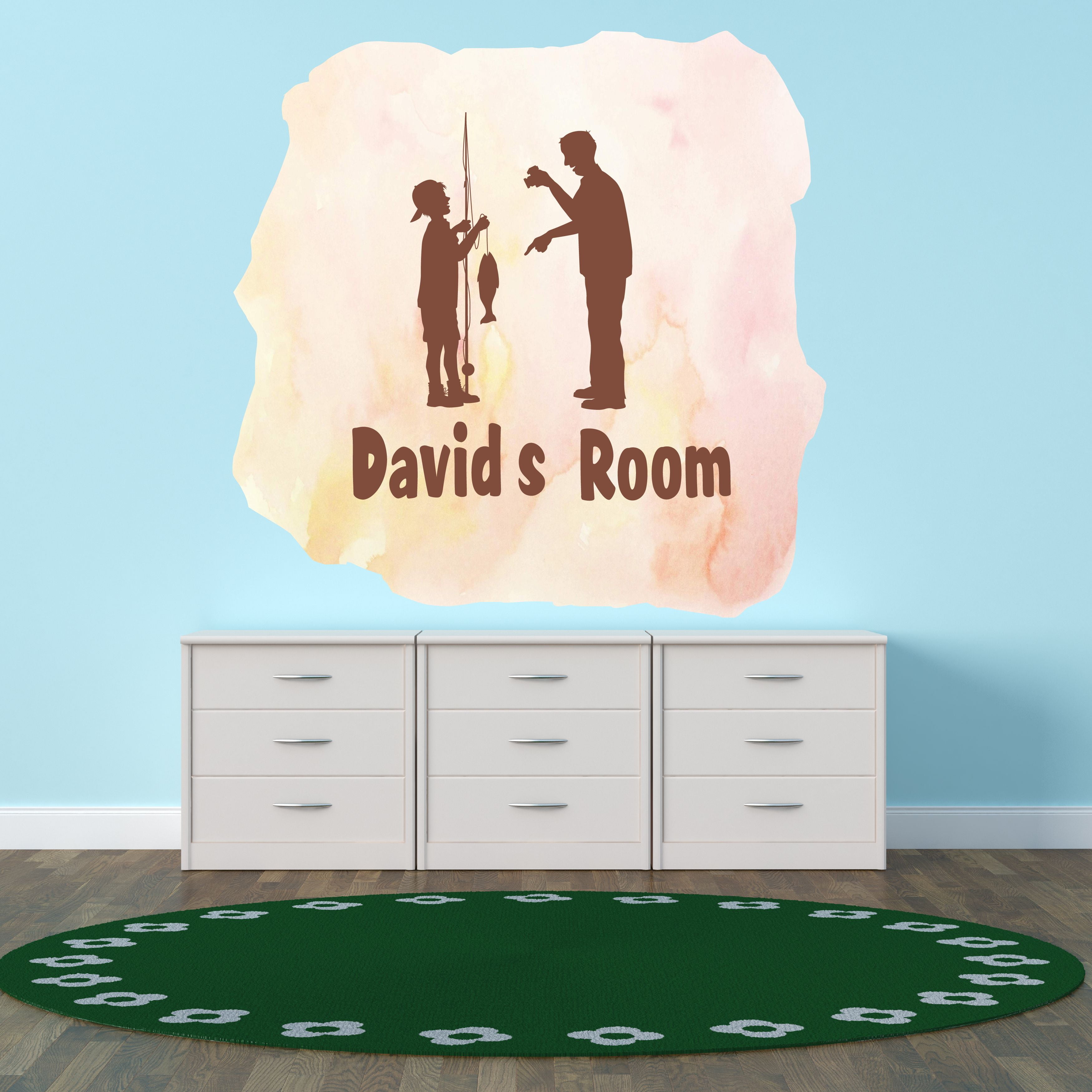 Personalized Sports Wall Decals for Boys Room - Father and Son Fishing ...