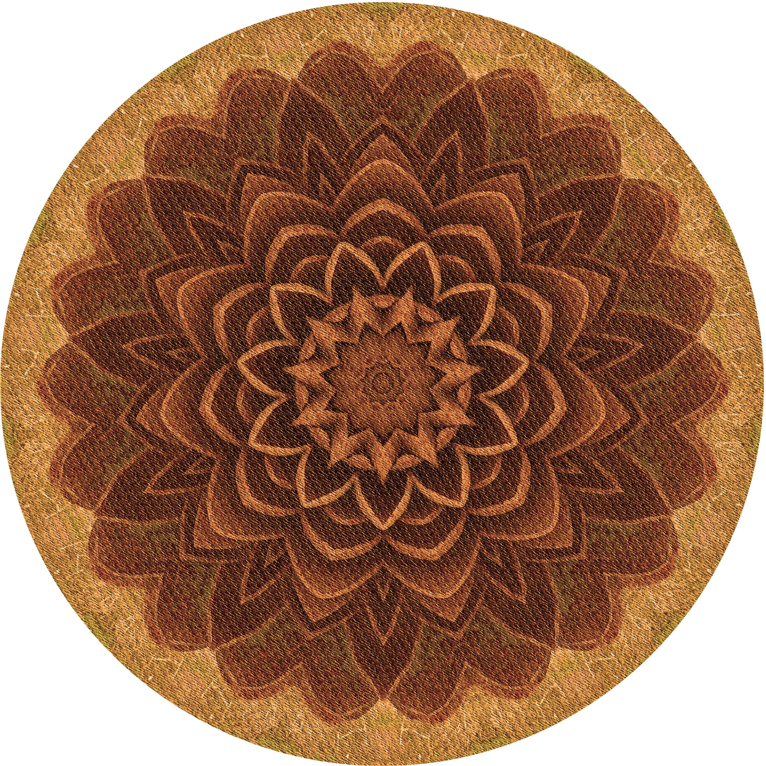 Ahgly Company Indoor Square Patterned Neon Orange Area Rugs, 3' Square ...