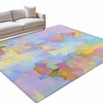 Blue Purple Oil Painting Washable Living Room Rugs 5'x7', Abstarct Blue ...