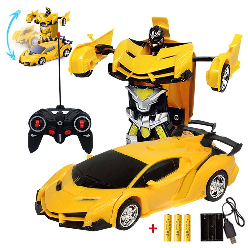 Set of 1 1/18 Scale RC Remote Control Transforming Robot Sports Car ...