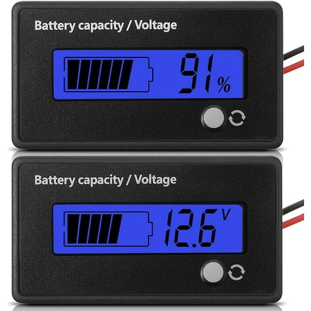 DC 12V 24V 36V 48V 72V Battery Meter with Alarm, Battery Tester Battery ...