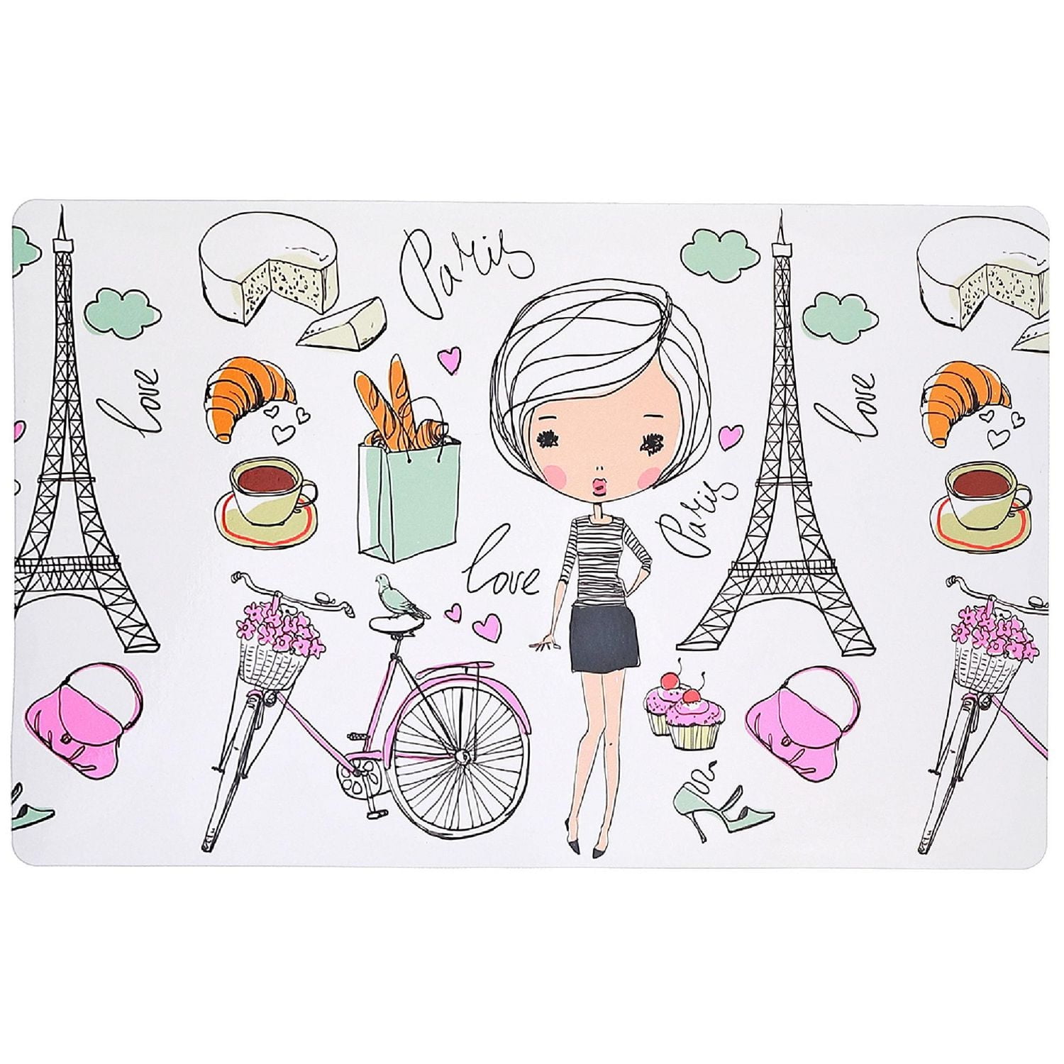 Click here for Ih Casadécor Plastic Placemat Girl In Paris 12 X 1... prices