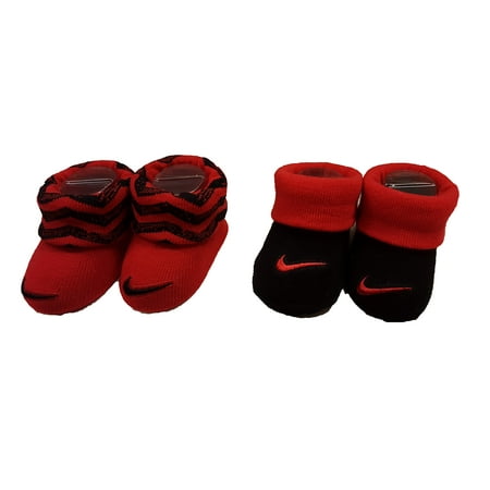 Nike Newborn Infant Booties 0-6 Months, Black and Red Swoosh | Walmart ...