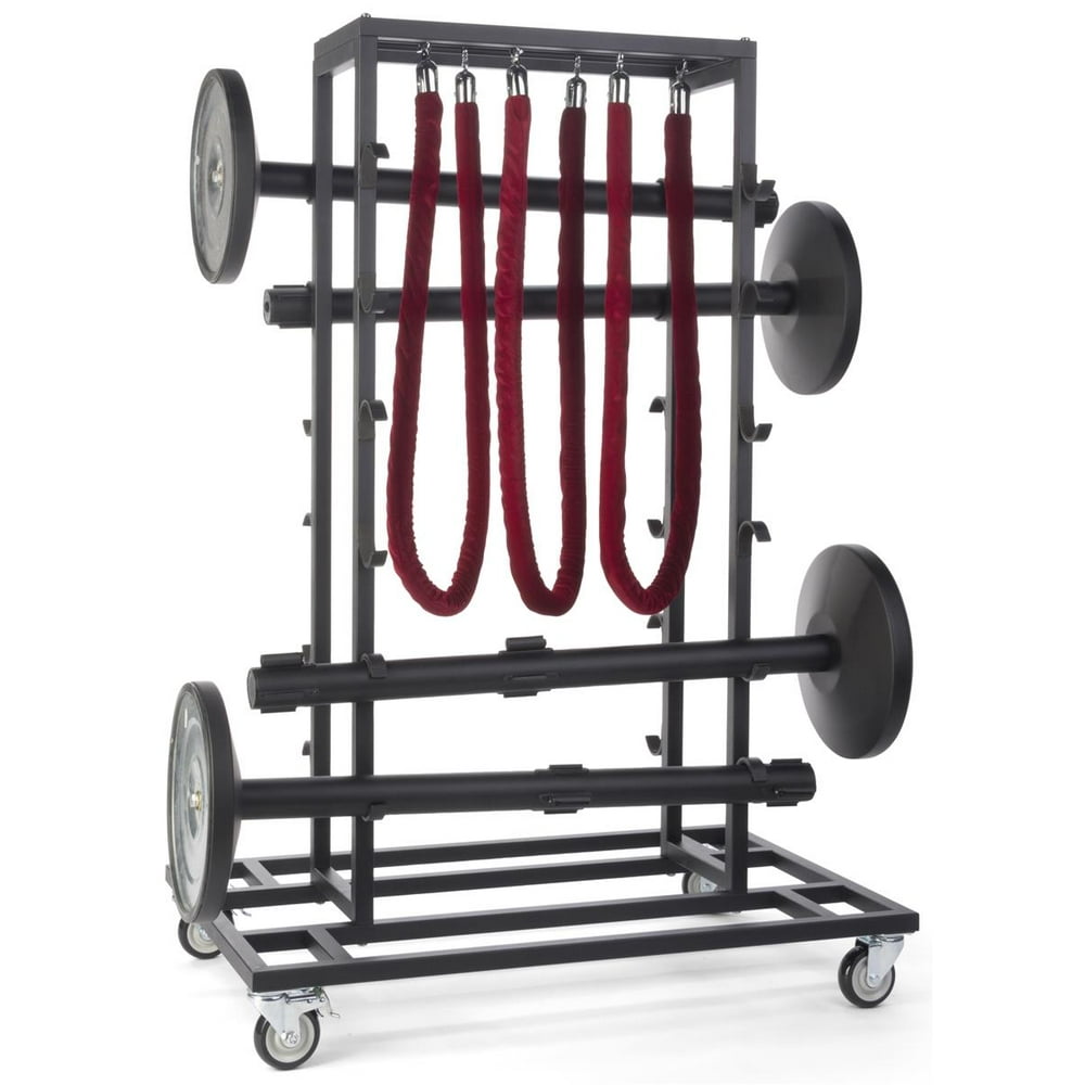 QueuePole by Displays2go Stanchion Cart (12 Poles), Rope Storage ...
