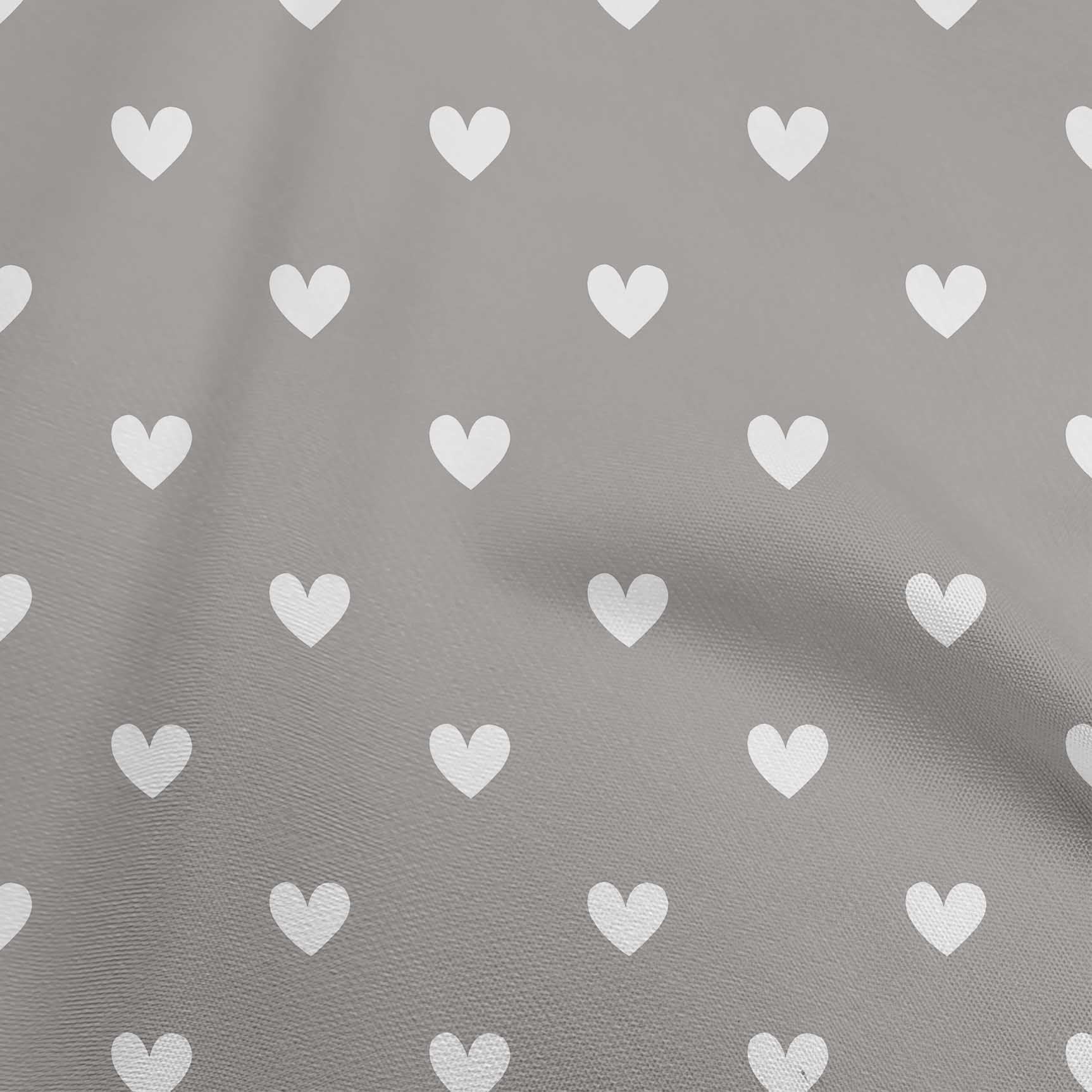 oneOone Cotton Poplin Light Gray Fabric Hearts Sewing Material Print ...