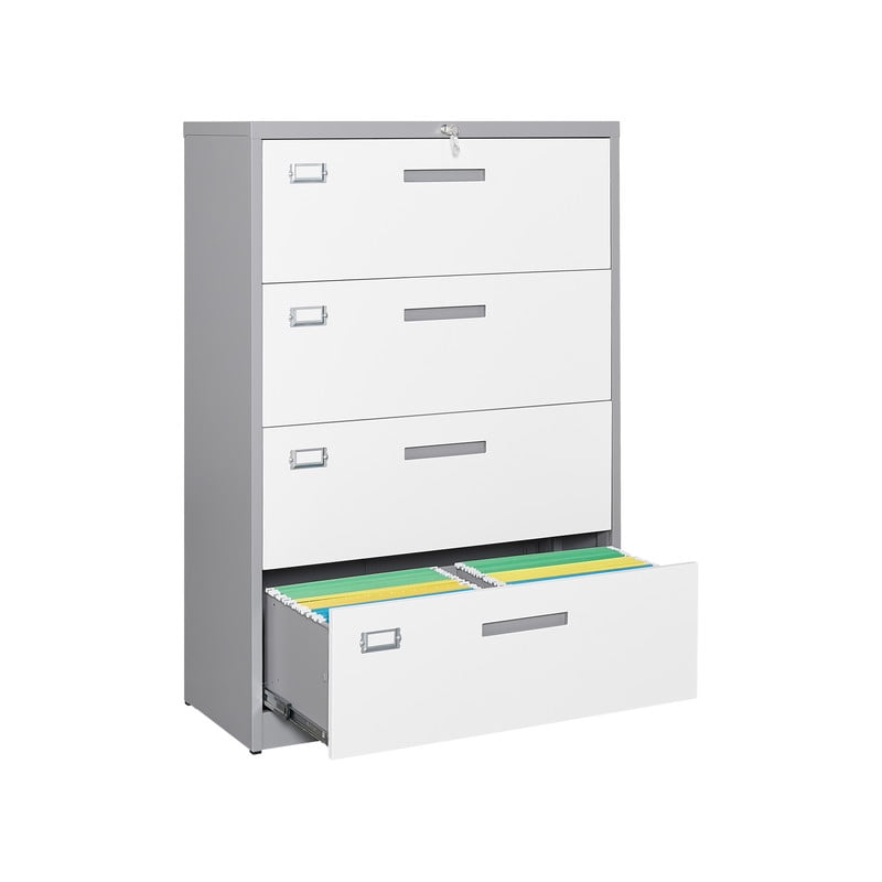 MIIIKO Lateral File Cabinet 4 Drawer, Office Filing Cabinet with Lock ...