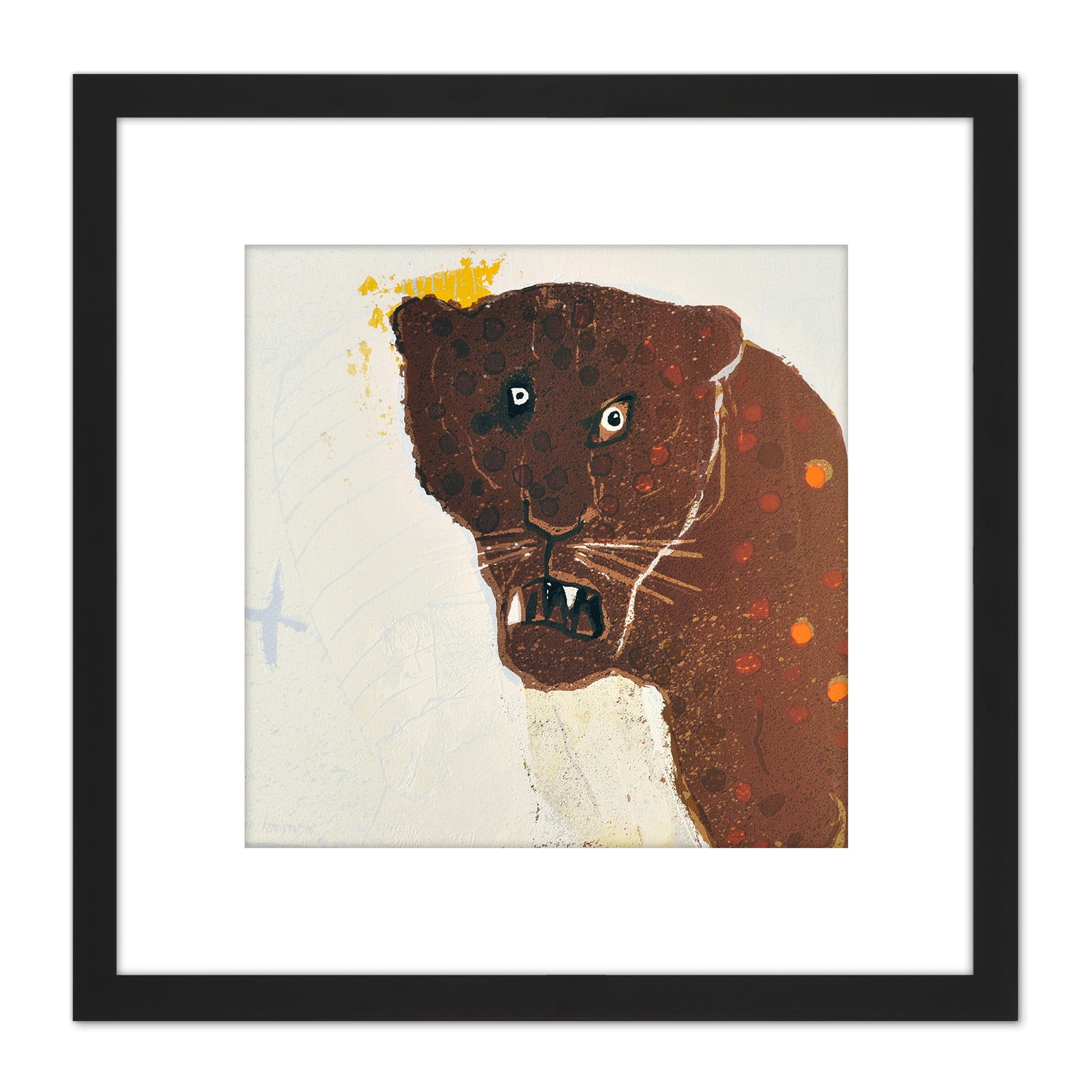 Adi Holzer 261 Noah Leopards Painting 8X8 Inch Square Wooden Framed ...