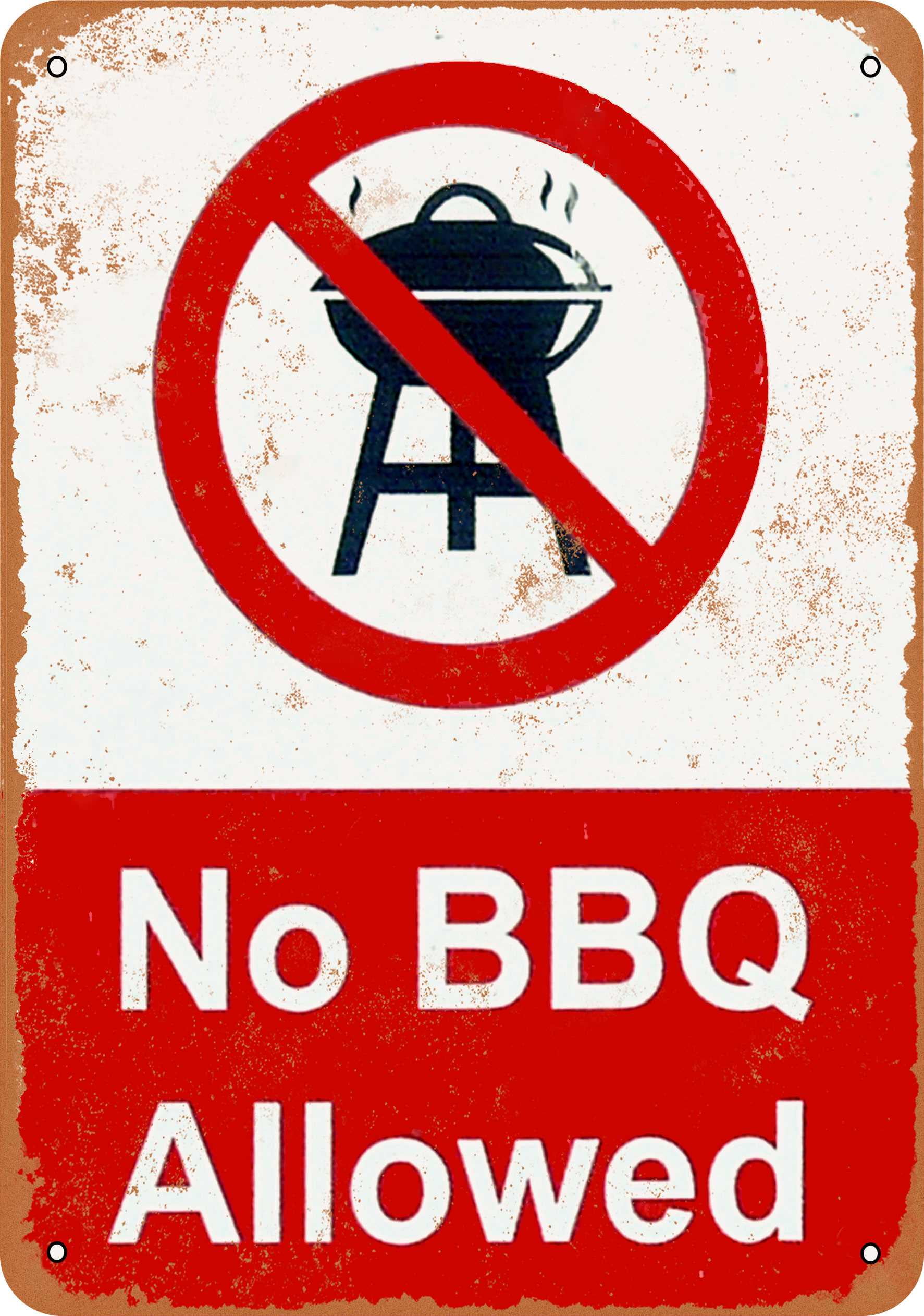 7 x 10 METAL SIGN - No BBQ Allowed - Vintage Rusty Look - Walmart.com