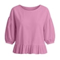 2026 Womens Puff Elbow Sleeve Babydoll Shirts Lightweight Plain Outdoor ...