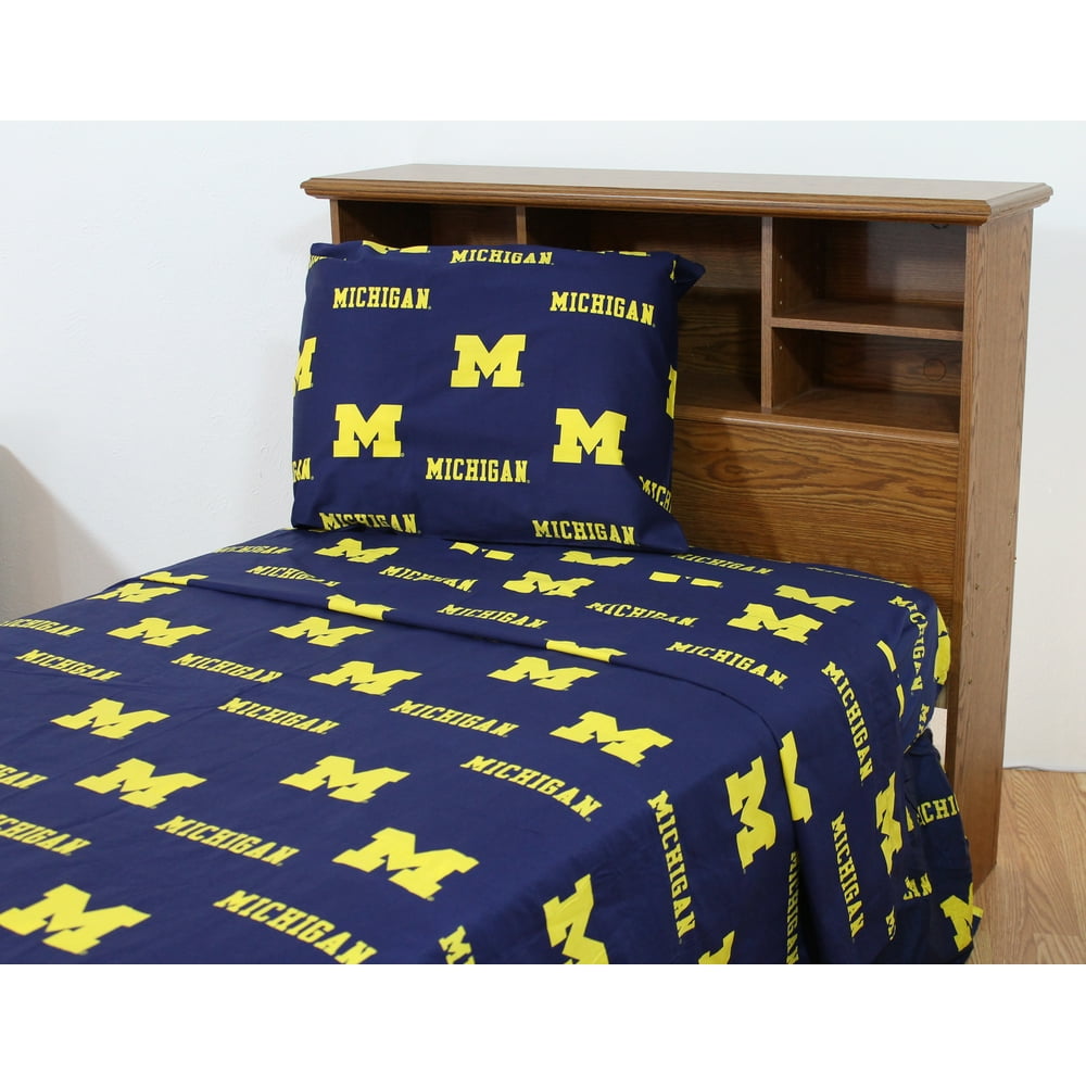 Michigan Wolverines 100% cotton, 3 piece sheet set - flat sheet, fitted ...