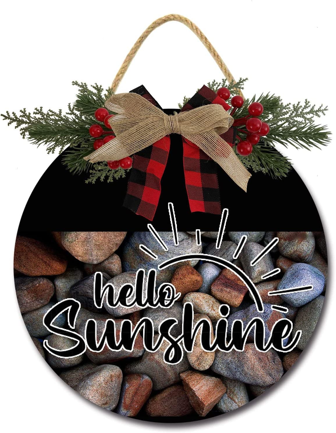 Eveokoki 11" Welcome Sign for Front Door Porchch, Rustic Wooden Hello ...