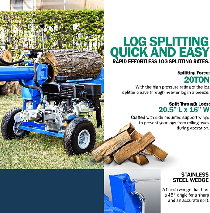 Buy Landworks Log Splitter Portable 20 Ton Rapid Auto Return Ram System ...