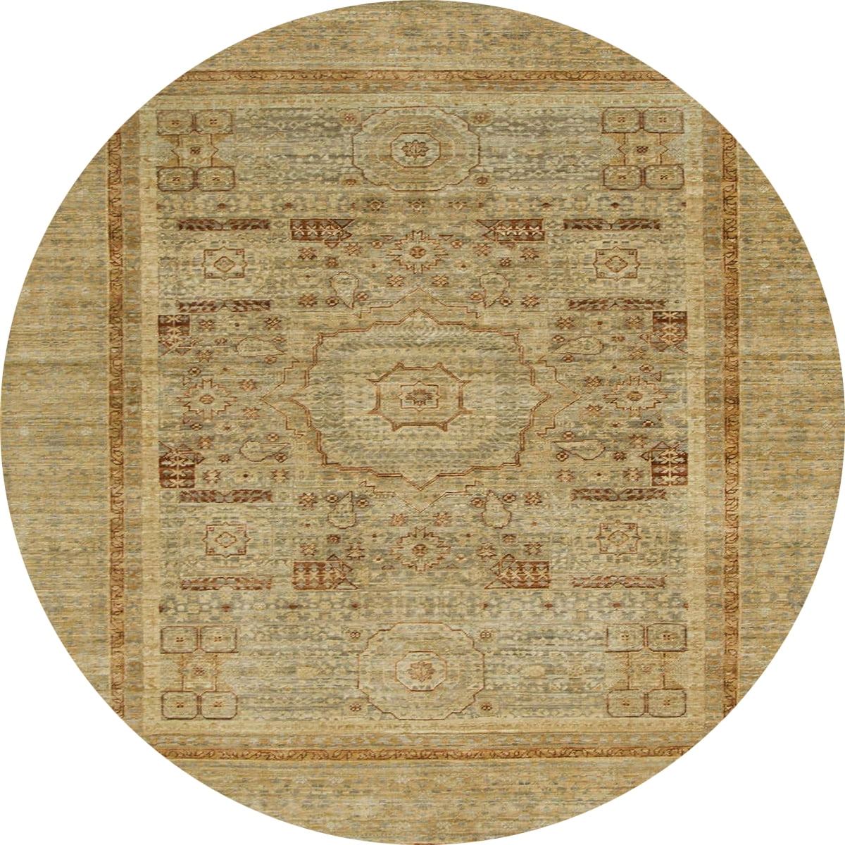 Ahgly Company Indoor Round Abstract Metallic Gold Abstract Area Rugs, 8 ...