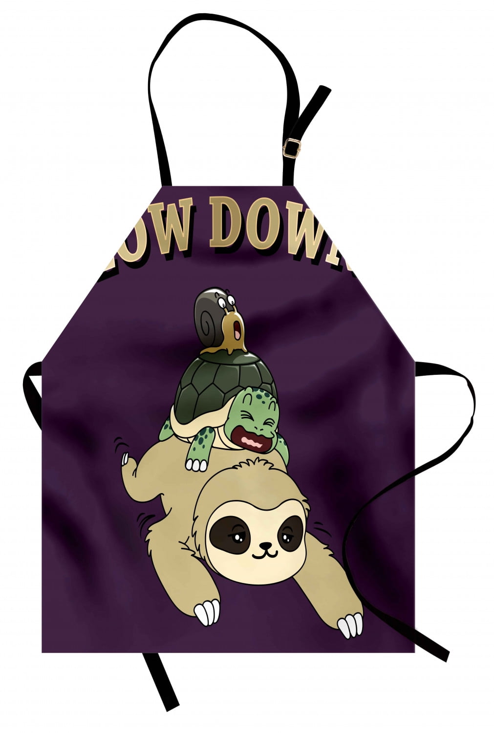 Sloth Apron Funny Cartoon Scenery with Sloth Turtle Snail on Top of ...
