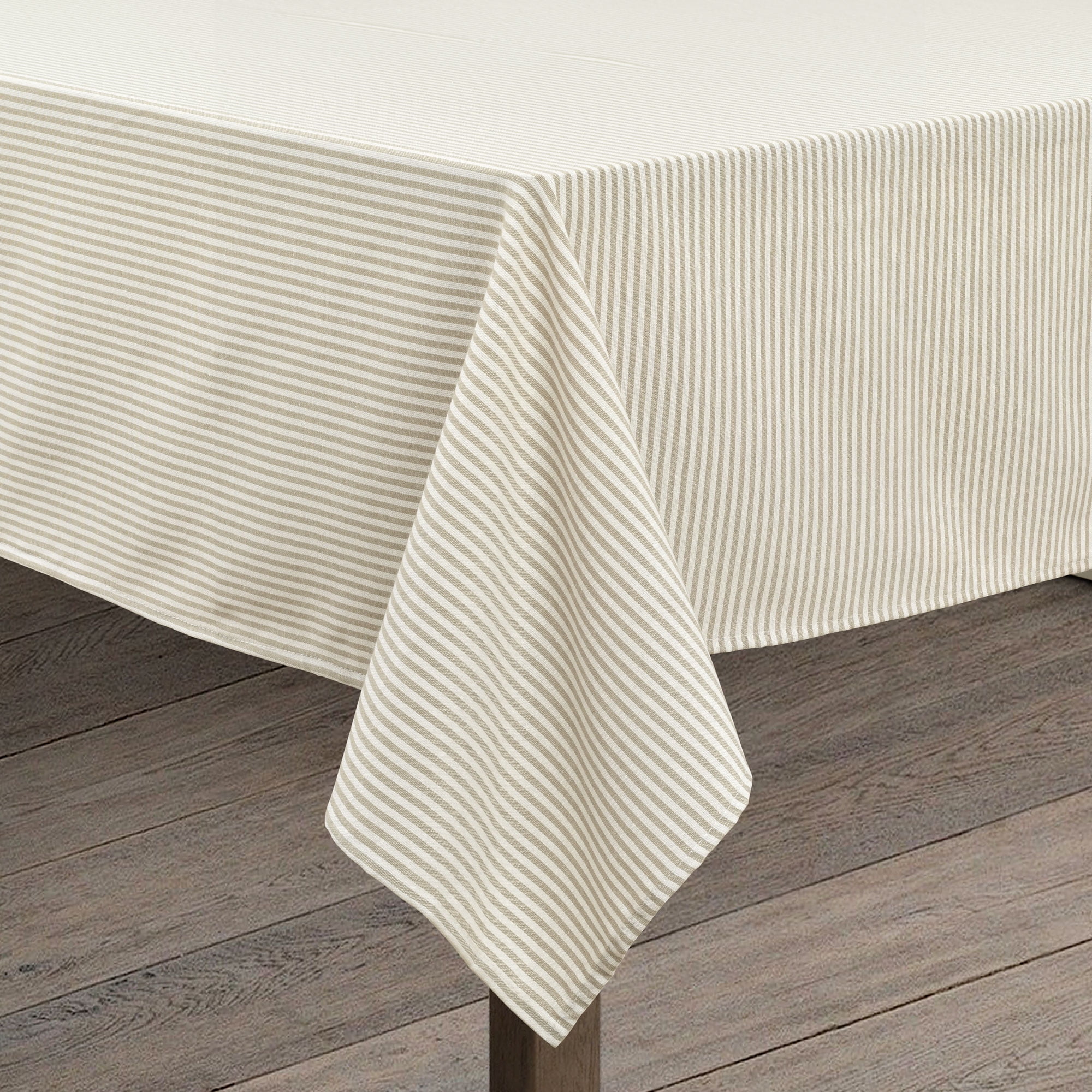 Lush Decor Farmhouse Ticking Stripe Yarn Dyed Tablecloth, Neutral ...