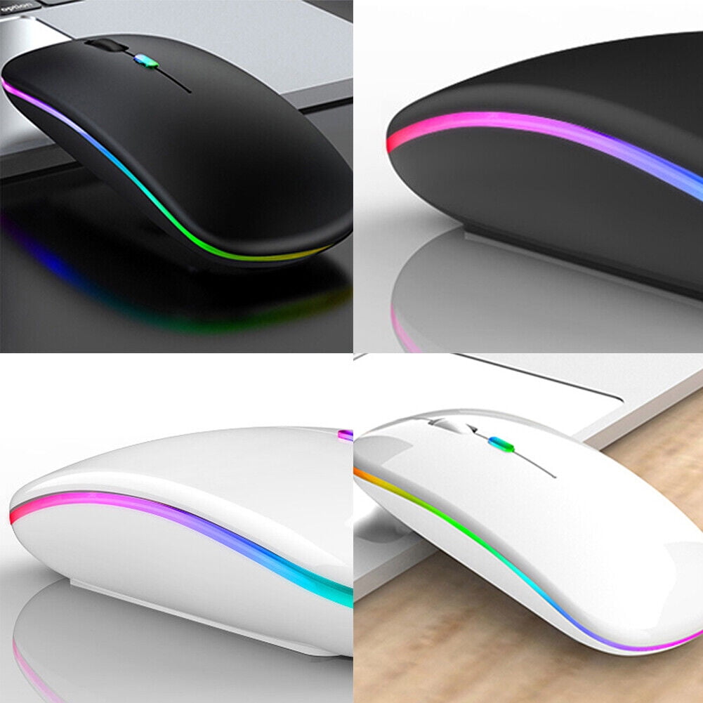 US 1-2 Pack Slim Wireless Bluetooth 5.1 Mouse Dual Mode LED ...