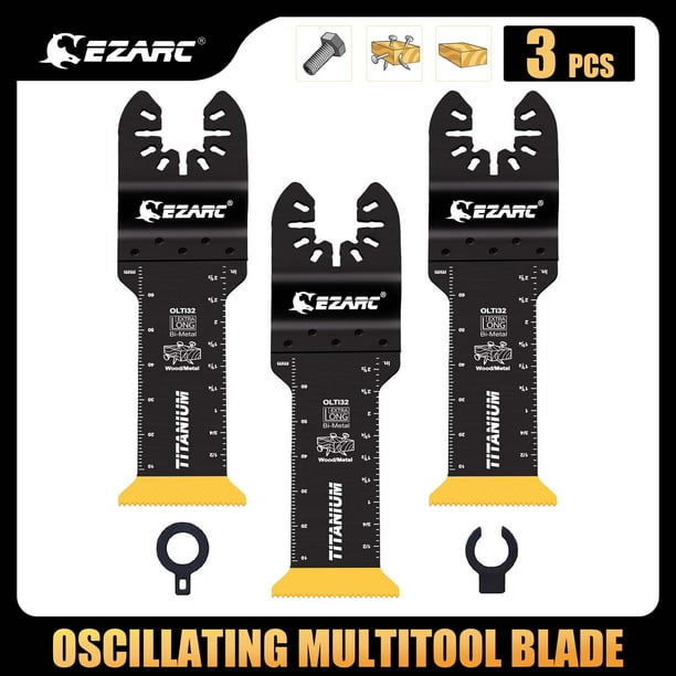 3 Pack EZARC Extra-Long Reach Titanium Oscillating Multitool Blades for Metal, Wood Nails ...
