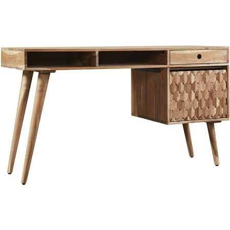 Mod-Arte Modern Wood Honeycomb Office Desk with Storage in Natural ...