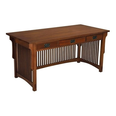 Crafters and Weavers Arts and Crafts Wood Library Table with Hutch in ...