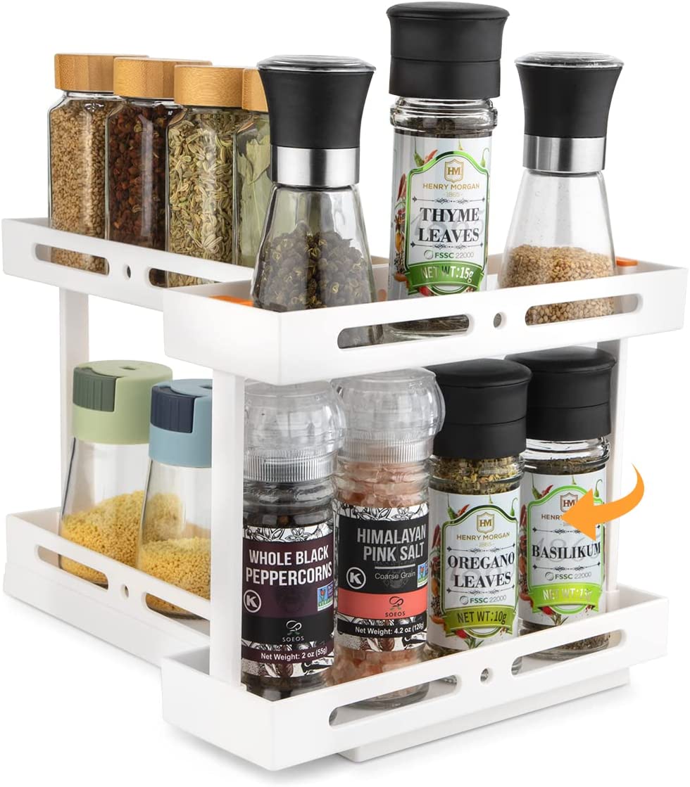 Oyajia Pull Out Spice Rack Organizer, 2 Tier Slide Out Seasoning ...