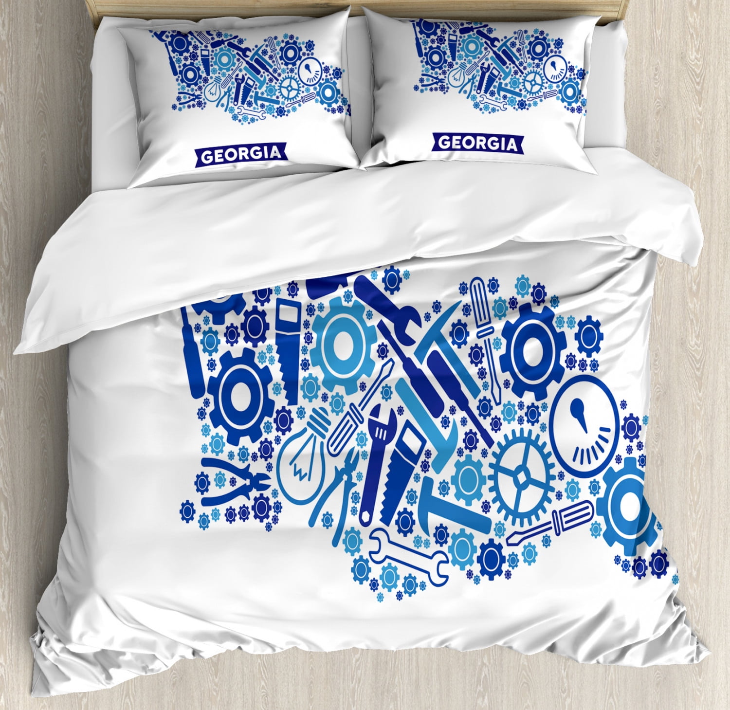 Georgia Duvet Cover Set Queen Size, Industrial Engineer Map Collage of ...