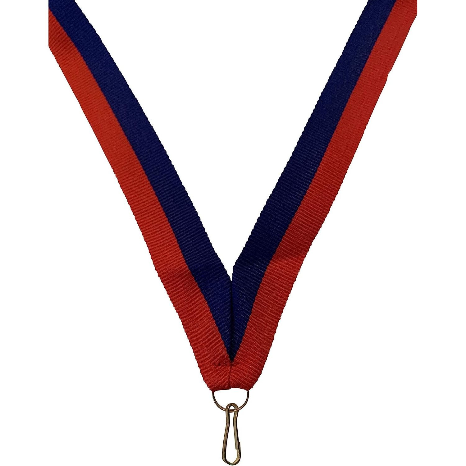 Blue and Red Neck Ribbons for Medals with Snap Clips Flat Lanyard Award ...