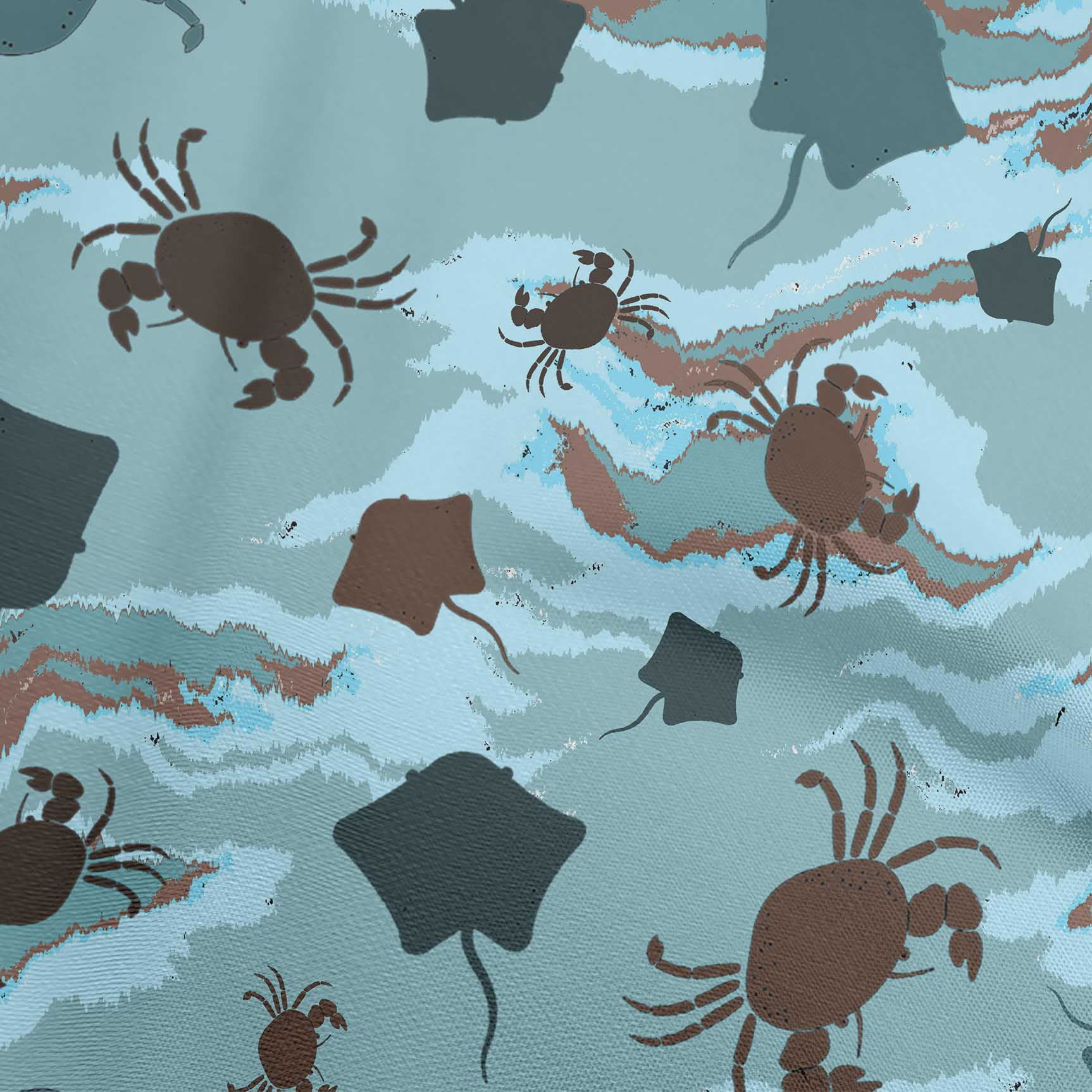 oneOone Cotton Jersey Grayish Blue Fabric Sea Sewing Material Print ...