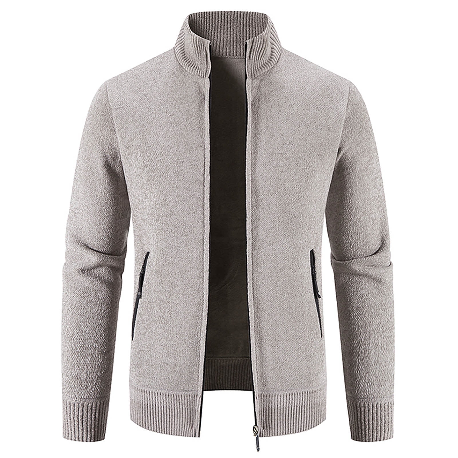 Clearance Men's Cardigan Sweater Stand Collar Sweater Slim Fit Zip Up ...