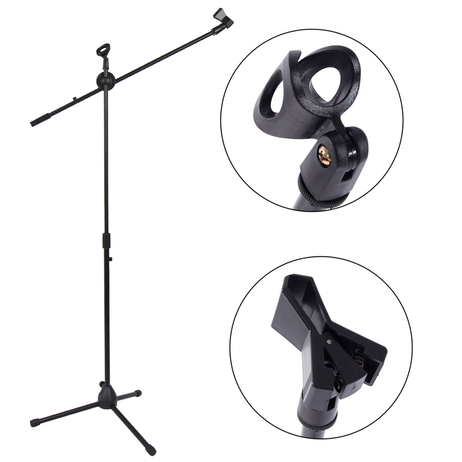 Tcbosik Folding Tripod Boom Microphone Mic Stand, Black - Walmart.com