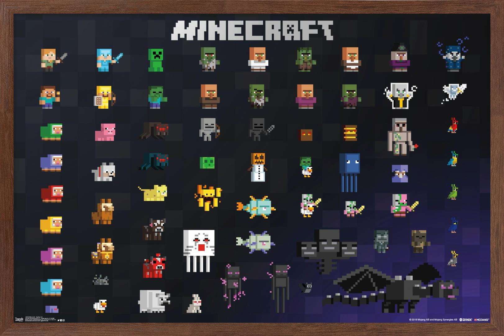 Minecraft - Sprites 2.0 Wall Poster, 14.725" x 22.375", Framed ...