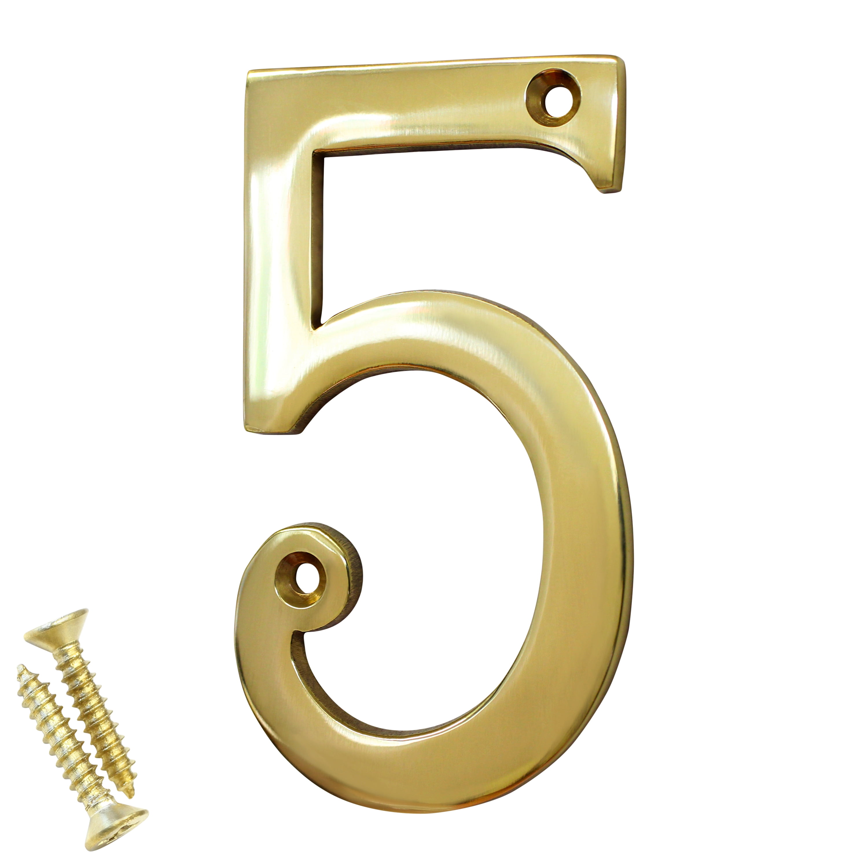 RCH Hardware NO-BR2271-100 Brass House Number, 4 Inch, Polished Brass ...