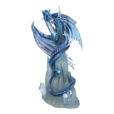 Frozen Stalactite Blue Dragon Serpent On Spiky Ice Mountain Cliff ...