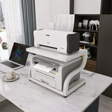 Natwind 2 Tiers Wood White Home Office Desktop Printer Stand with ...