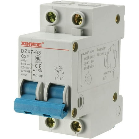 2 Poles 32A 400V Low-Voltage Miniature Circuit Breaker Din Rail Mount DZ47-63 C32 | Walmart Canada