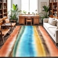 Abstract Waves Area Rugs 4x6ft Watercolor Orange Blue Modern Texture ...