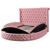 Better Home Products King Size Elizabeth Upholstered Round Storage Bed ...