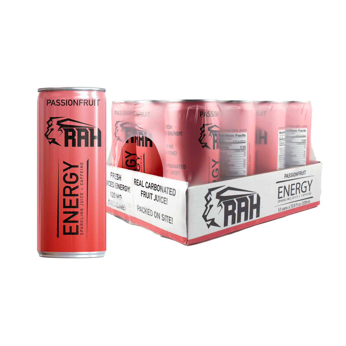 RAH Energy Drink, Passionfruit, Sparkling Juice + Caffeine 10.8fl oz ...