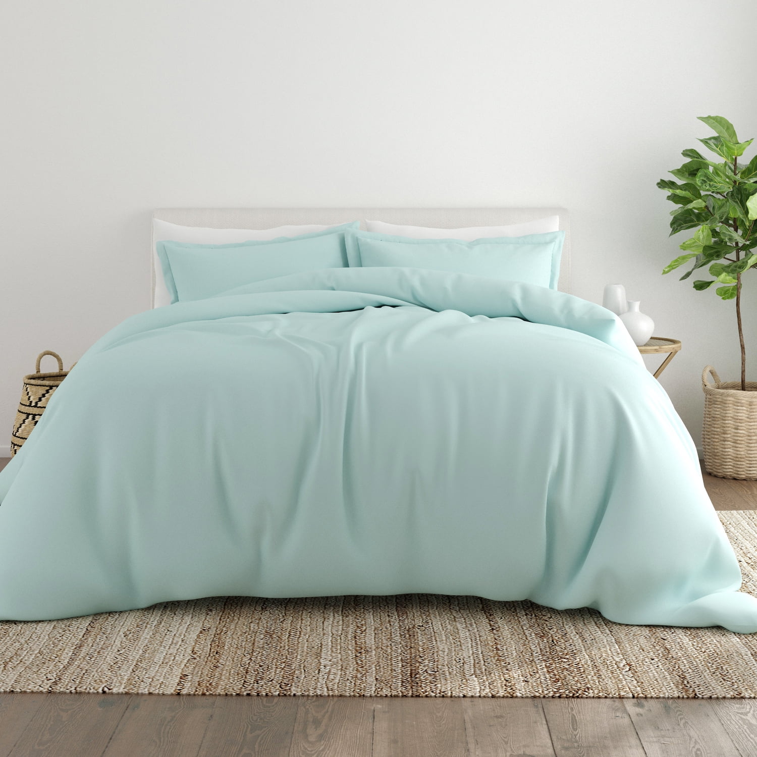 Noble Linens 3-Piece Aqua Duvet Cover Set, King/ Cal King - Walmart.com