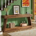Dark Brown 2-Tier Long Console Table – Rustic Farmhouse Entryway & Sofa ...