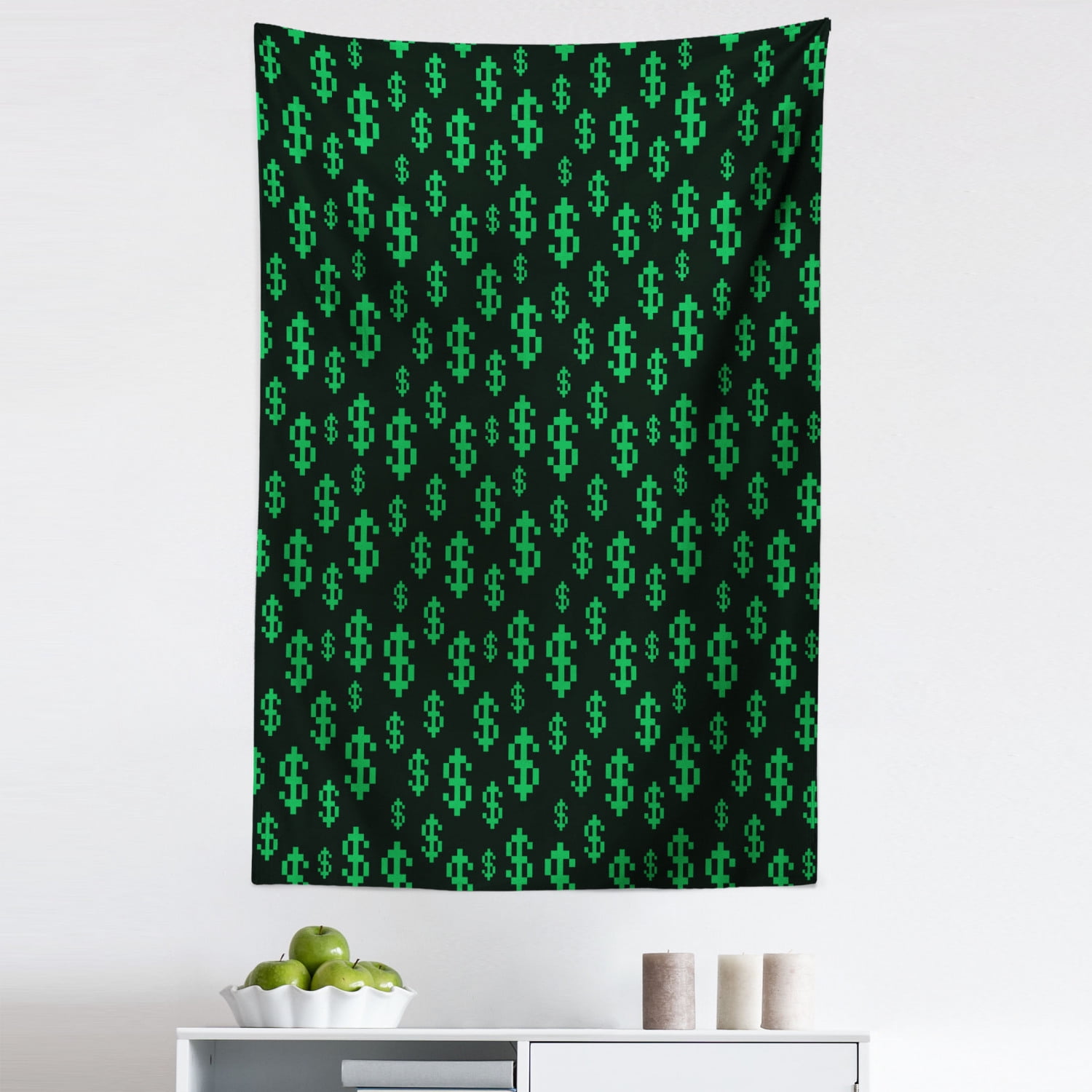 Money Tapestry, Pixel Art Inspirations in Eighties Style Dollar Sign ...