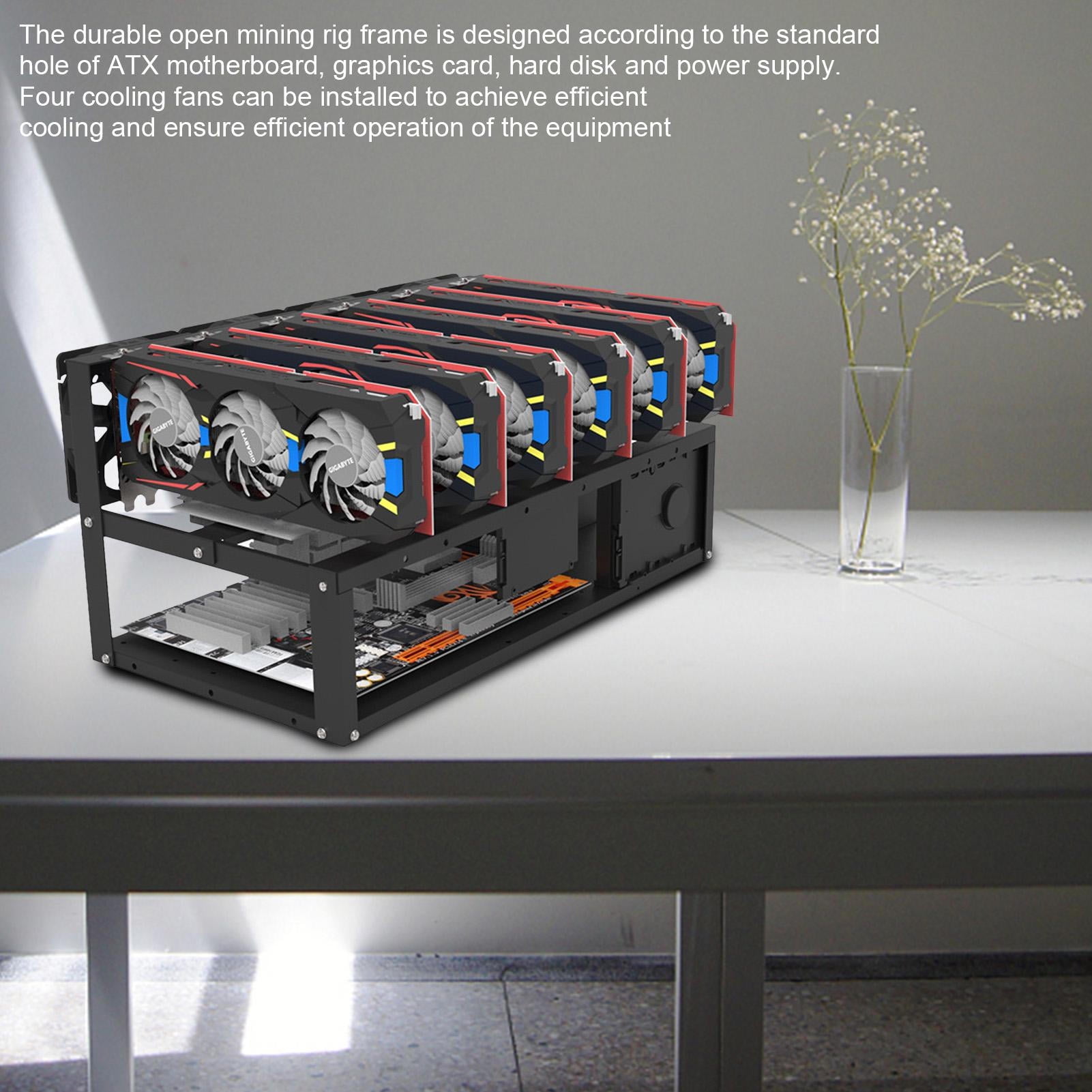 Buy Mining Rig Frame Case Graphics Card Holder 6 GPU Rack Stackable ...